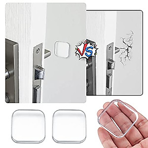 QOOSIKICC 12 Pcs Door Stoppers Wall Protector, Door Knob Wall Shield, Clear Round Silicone Door Handle Bumpers, Reusable Self Adhesive Door Stops Shock Absorbent for Doors Knobs Handles Wall (Square)