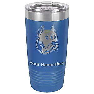 LaserGram 20oz Vacuum Insulated Tumbler Mug, Dogo Argentino, Personalized Engraving Included (Dark Blue)