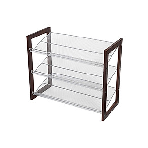 Organize It All 3 Tier Wood Frame Shoe Storage Rack