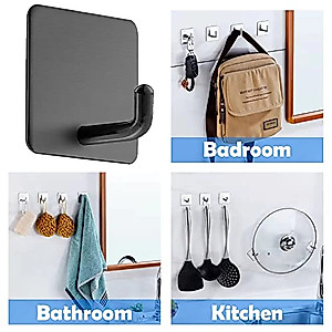 12 Pack Adhesive Hooks, Heavy Duty Towel Hook on Wall Door, Stainless Steel Towel Hooks Self Adhesive for Office, Kitchen, Bathroom