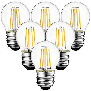 ANWIO G14 LED Filament Globe Bulb 4.5W(60W Equivalent) Dimmable 2700K Warm White E26 Screw Base, Decorative Edison Light Bulb, UL-Listed(6-Pack)