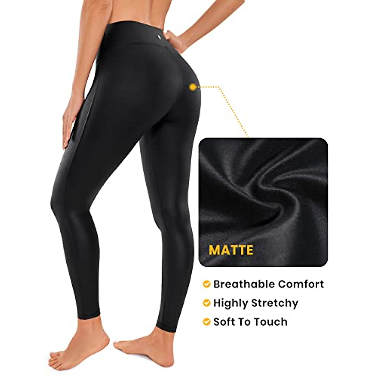 CRZ YOGA Butterluxe Matte Faux Leather Leggings for Women 26.5'' - No Front Seam High Waist Stretch Tights Pleather Pants Faux Leather Black Small