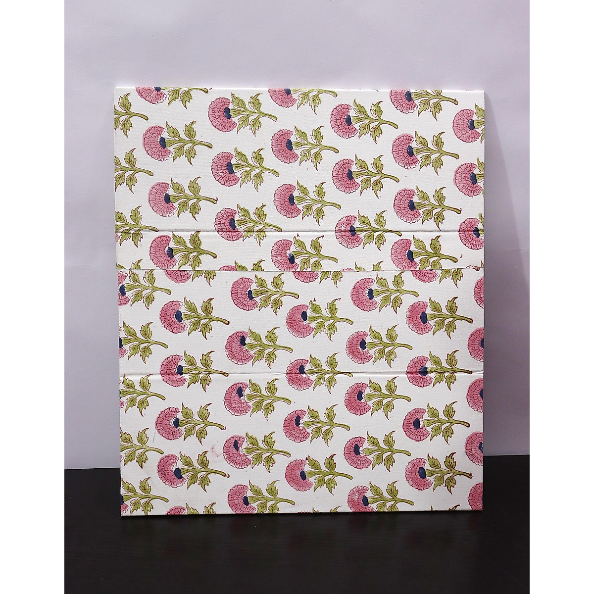 Christmas Decorative Hand Block Printed Waste Basket/Trash Can/Garbage Can/Card Board Trash Can Housewarming Gift (Pink&Green)