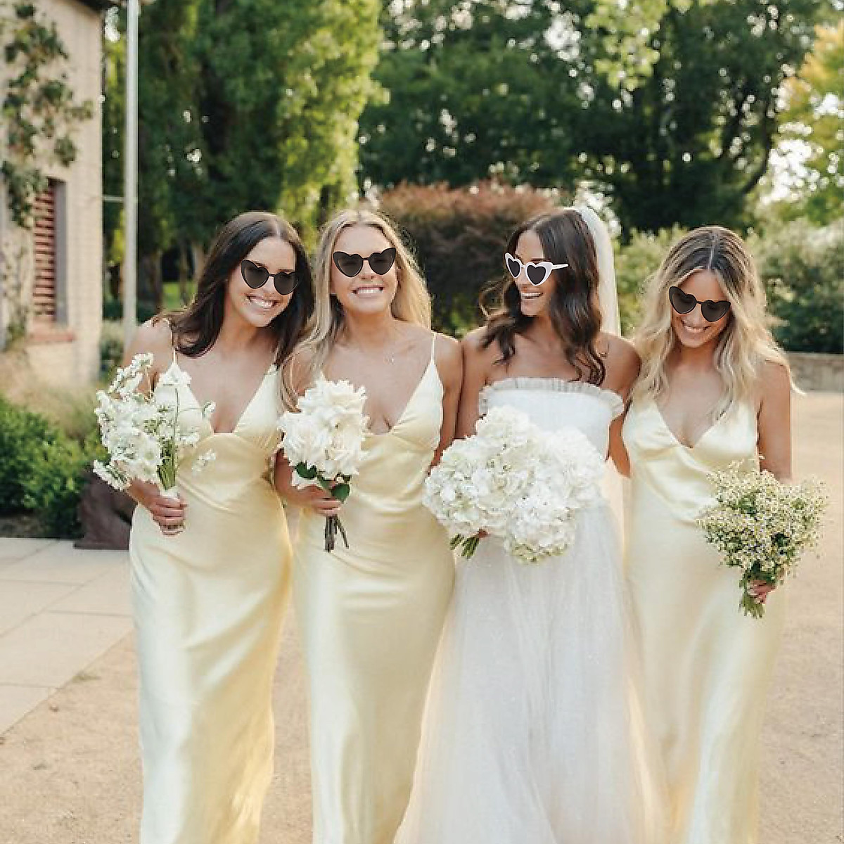 PartyGifts&beyond Bachelorette Sunglasses Heart Sunglasses 10 Packs Bride Squad and Bride Sunglasses for Bachelorette Party Wedding Bridesmaid Gifts(Black)