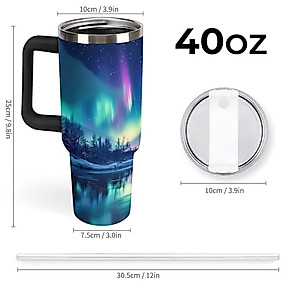 Northern Lights Tumbler with Handle Travel Mug Water Bottle Tea Coffee Cup Black-style