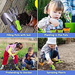 Liberty Imports Pull Along Garden Wagon and Gardening Tools Toy Play Set for Toddlers, Kids with Outdoor Tools, Plant Pots, Accessories