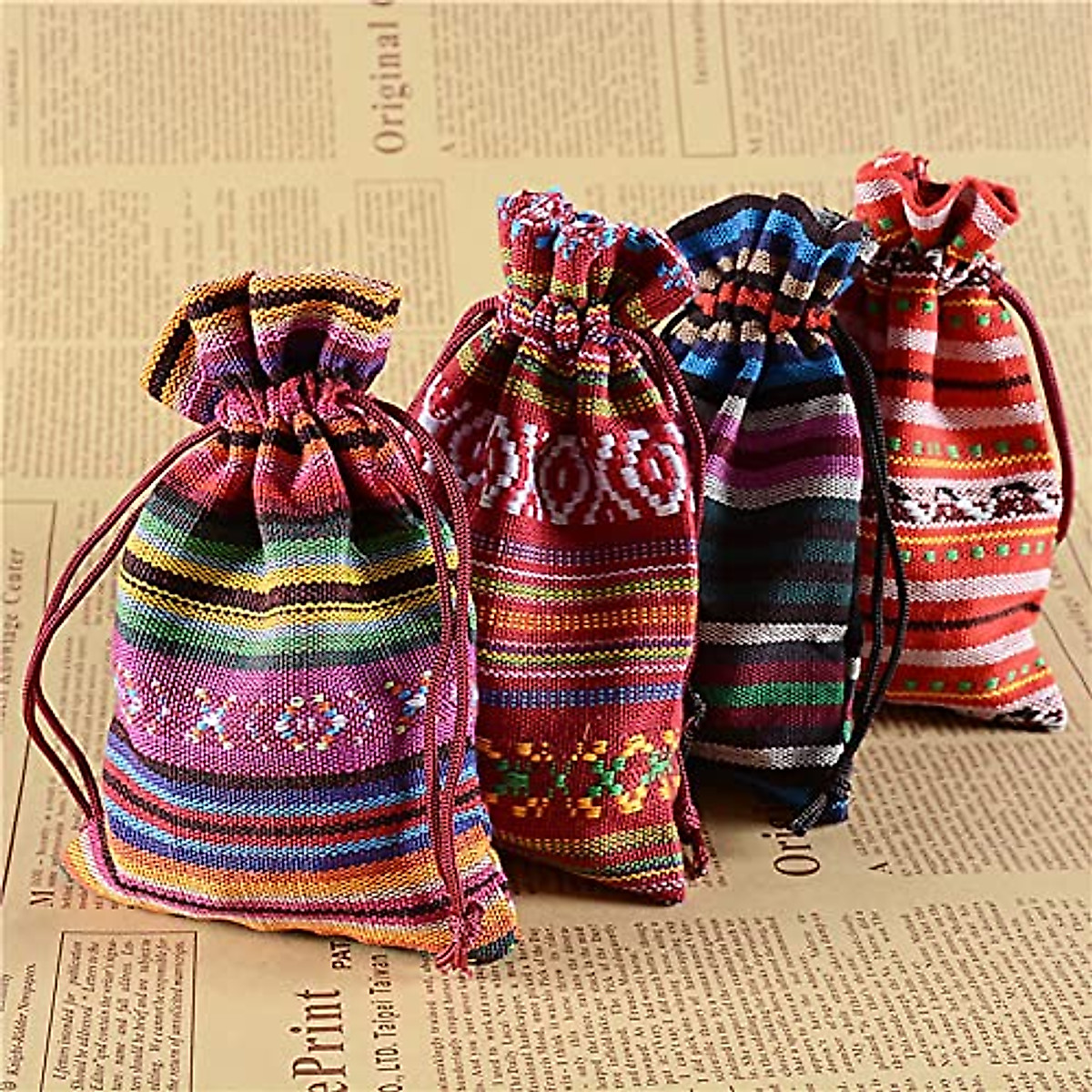 jianxun 25 Pack Mini Drawstring Gift Bag 3.9x5.5inch , Cotton Linen Jute Cloth Sack Muslin Bags for Fiesta Gift Bags Taco Llama Cactus,Mexican Themed Fiesta Party Decorations Wedding Party multi