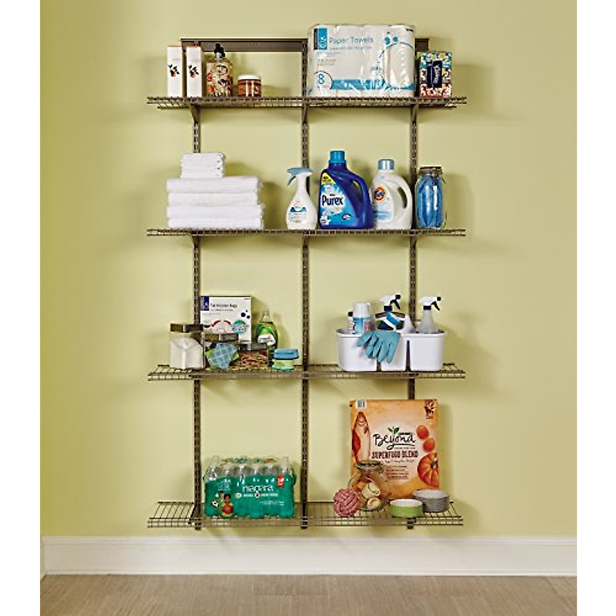 ClosetMaid 52845 ShelfTrack Adjustable Utility Organizer Kit, 4' X 12", Nickel