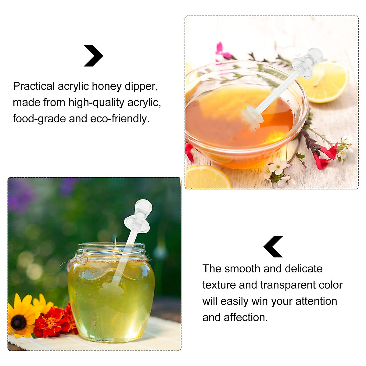 Cabilock 6 Pcs Honey Stick Dispenser Syrup Pourer Coffee Syrups Honey Syrup Ladle Spoon Drink Honey Dipper Spoons Honey Wand Coffee Stir Spoons Hand Mixer Mini Honeycomb Acrylic