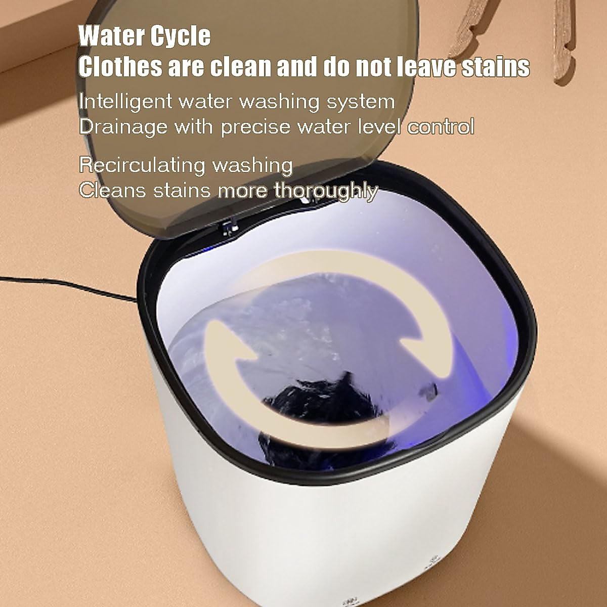 Septpent 4.5L Portable Mini Washer, Compact 24W 12V Home Blue Light Washer, Centrifugal Water Flow Dewatering,Auto Stop Single Tub Washer, for Apartment/Camping/RV/Underwear/Socks Baby Clothing