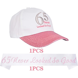 MEANT2TOBE 65th Birthday Gifts for Women, 65th Birthday Decorations for Women, 65th Birthday Baseball Cap,65 birthday Sash, 65th Birthday, 65th Birthday Party Supplies Gifts and Decorations