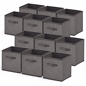 Nestl Cube Storage Bins, Foldable 12 Cube Storage Organizer Bins, Fabric Storage Cubes, Storage Basket with Handles, Grey Closet Storage Bins, 11-Inch Cube Storage Bins for Bedroom, Playroom and More
