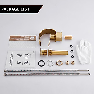 MONDAWE Faucet for Bathroom Sink, Waterfall Single Handle Vanity Faucet for Sink 1 Hole in Brushed Gold