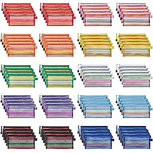 JARLINK 80 Pack Mesh Zipper Pouch, Pouch Bulk in 10 Colors, Multipurpose Storage Bags for Organizing Makeup Essentials, Travel Accessories, Office, School and Teacher Supplies