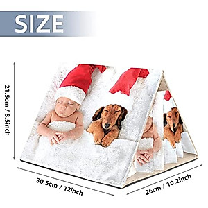 RATGDN Small Pet Hideout Christmas Baby and Dog Sleeping Hamster House Guinea Pig Playhouse for Dwarf Rabbits Hedgehogs Chinchillas