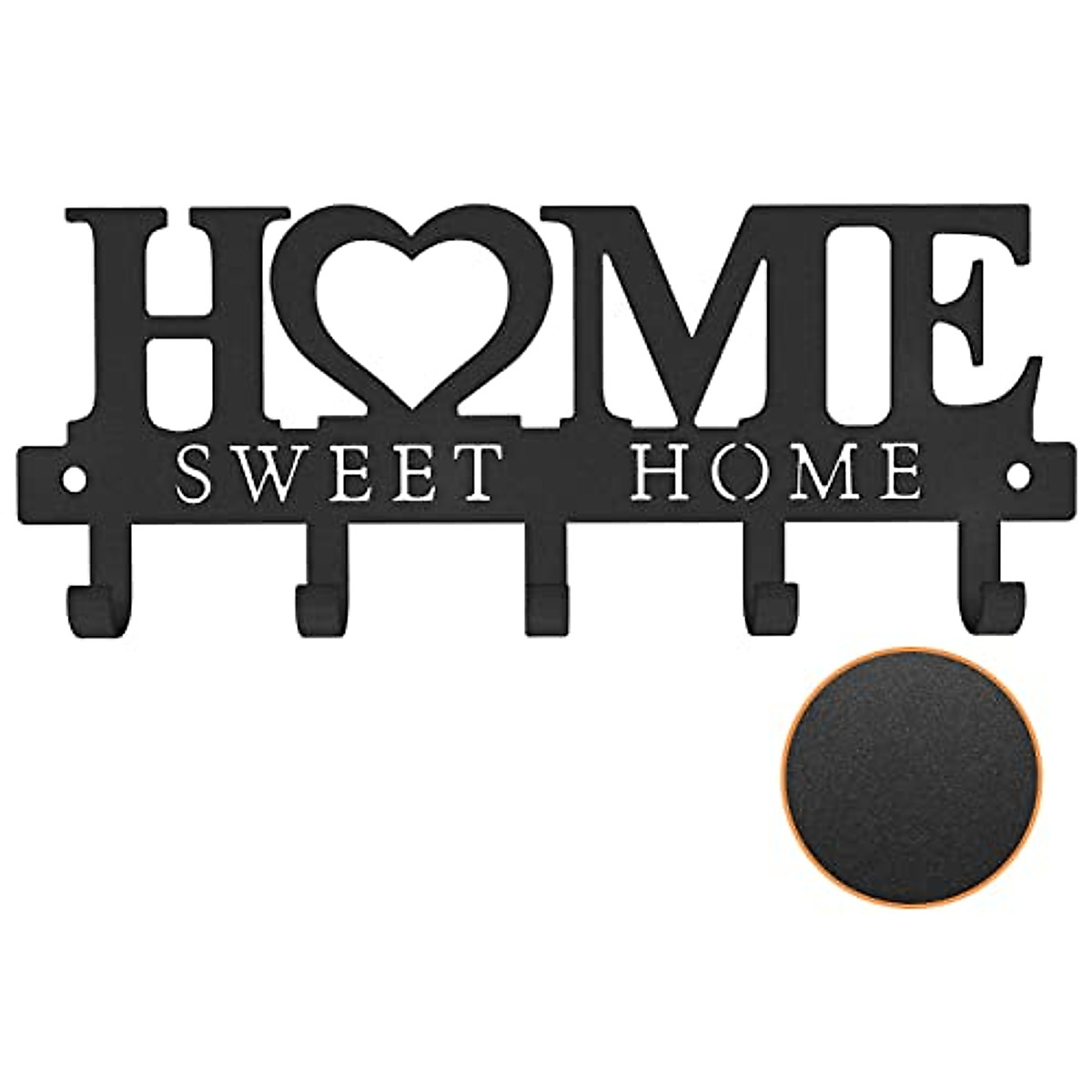 WIPHANY Sweet Home Key Holder Wall Mounted Black Metal Decorative Keys Holder Home Design Organizer for Key Rack for Entryway Hooks Home Hangers