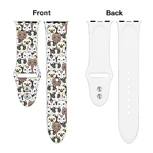 Cute Cat Watch Bands Compatible with Apple Watch 42mm/44mm/45mm For Women Men, Adjustable Smart Watch Band Soft Silicone Wristbands Replacment Strap For Watch Series 7 6 5 4 3 2 1
