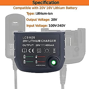 Swidan Battery Charger Compatible with Black and Decker 20V 16V MAX Lithium Ion Battery LBXR20 LBXR20-OPE LB20 LBX20 LBX4020 LB2X4020 LBXR2020-OPE LBXR16