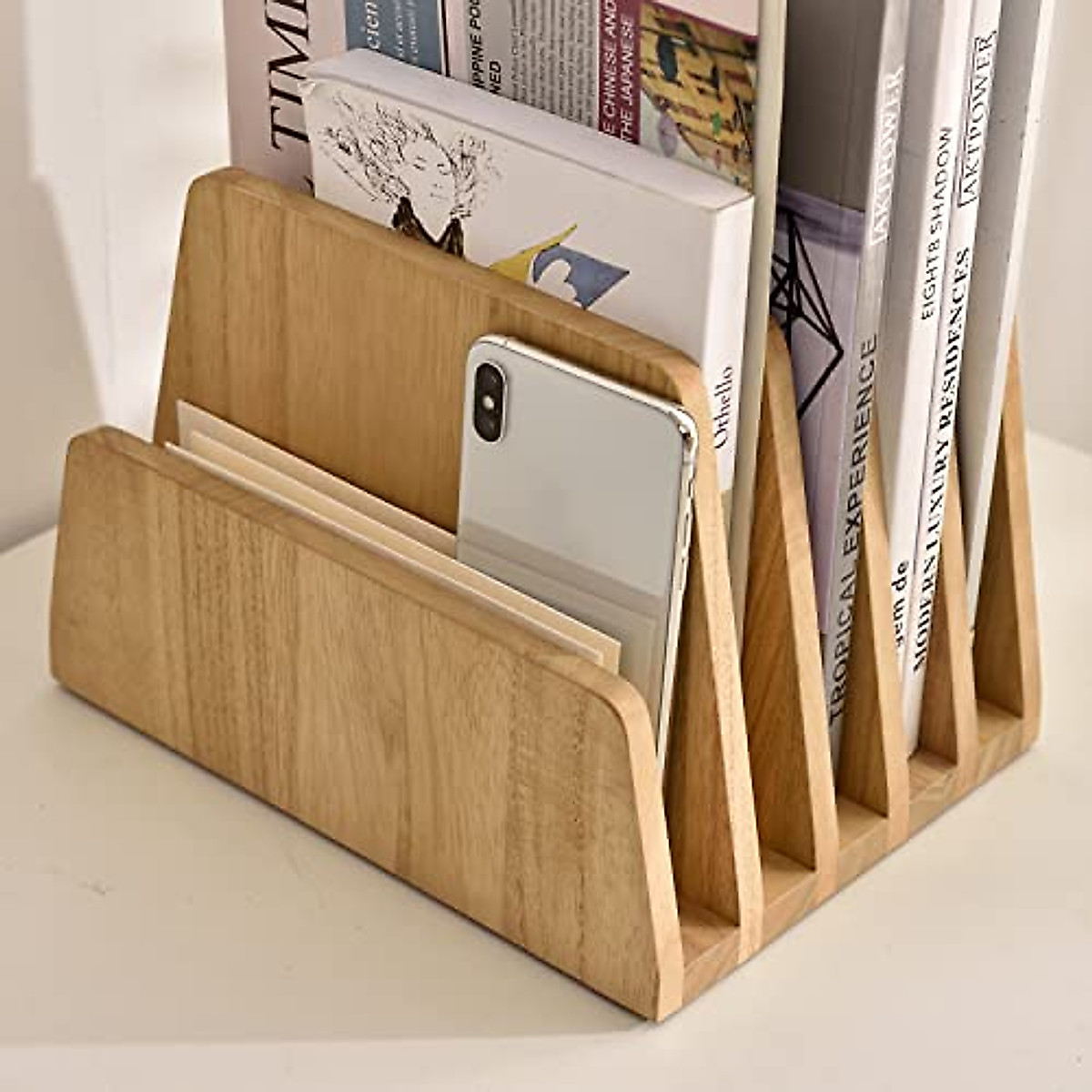 KIRIGEN Desktop File Document Holder Stand 5 Slots Mail Paper Organizer Desk Sorter Holder for File Document Organizer Stand for Home Office (5KWJJ-NA)