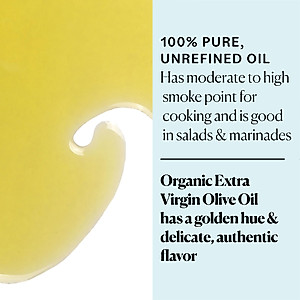 Sky Organics Organic Extra Virgin Olive Oil for Cooking, 100% Pure & Cold Pressed USDA Certified and Unfiltered, Bright, Fresh Autentic Flavor, Sourced from Small Organic Farmers in Greece, 16.9 fl oz