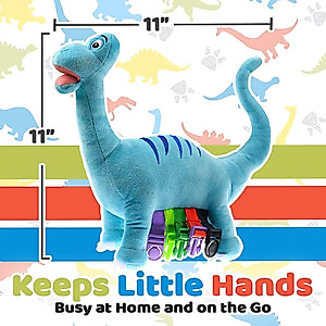 Little Chubby One Sensory Dinosaur Buckle Pillow - 11 Inch - Learning Activity Toy - Educational Toy Helps Develop Motor Skills Problem Solving Color and Number Recognition Ideal for Travel Great Gift