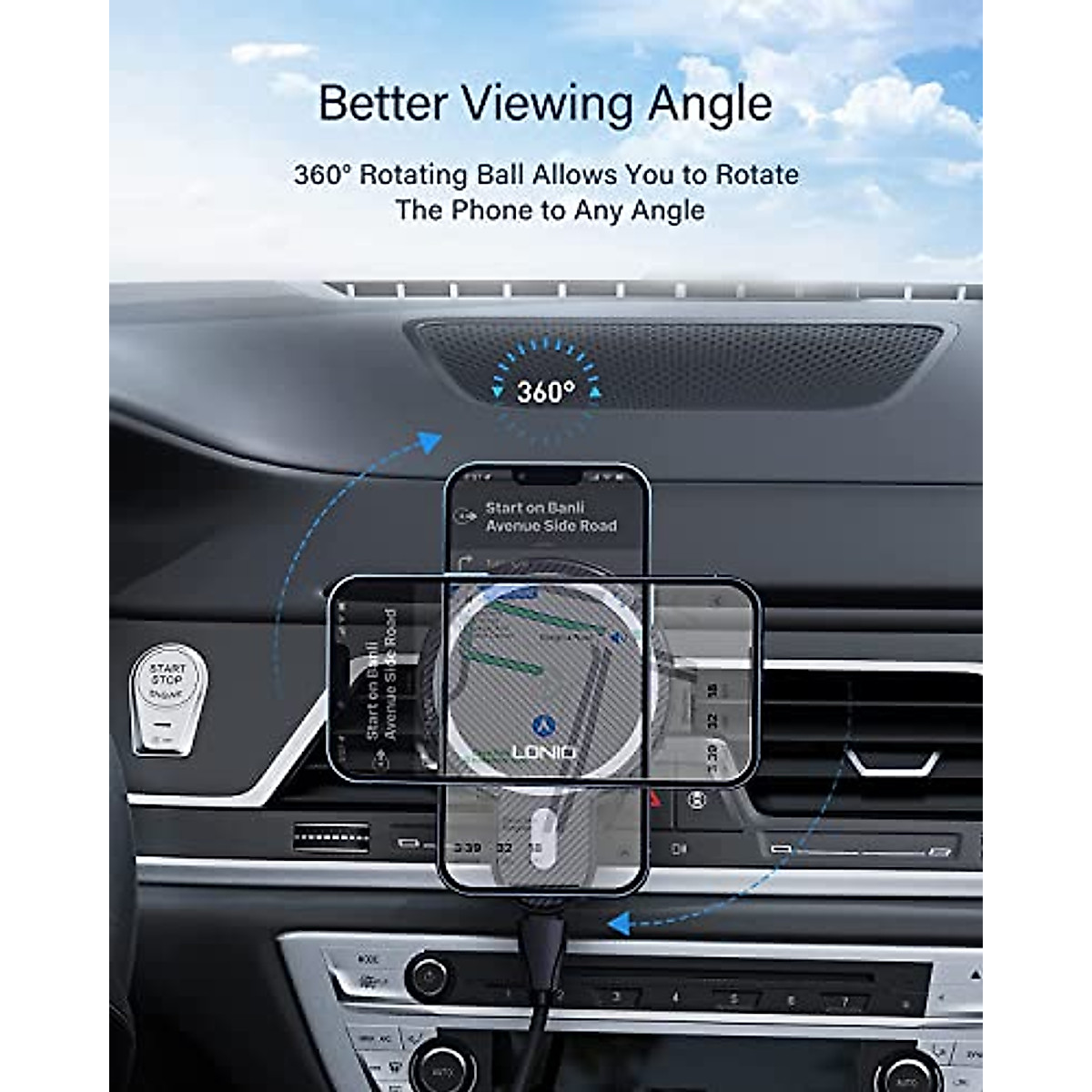 Compatible for MagSafe Car Charger, LDNIO Strong Magnet Magnetic Wireless Car Charger, Hands Free Car Phone Holder [with PD3.0 Adapter] Fit for iPhone 14 13 12 Series and Mag-Safe Case