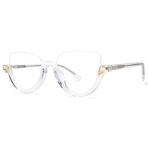Zeelool Stylish Semi-rimless Cat Eye Glasses Frame for Women with Non-prescription Clear Lens Felicia VHP0189-01 Crystal