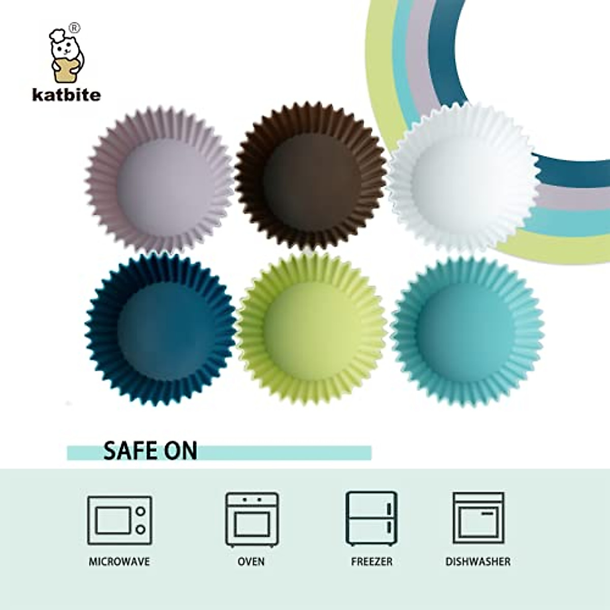 Silicone Cupcake Baking Cups Katbite 24 Pack Silicone Baking Cups Reusable Non-stick Heavy Duty Silicone Cupcake Liners for Baking Soft Pale Muffins Cups for Party Halloween Christmas