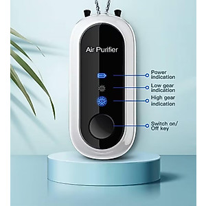 Portable Air Purifier Necklace,Personal Small Air Purifiers,100% No Static Electricity,Rechargeable Ionizer,for Bedroom,Car and Airplane,Black