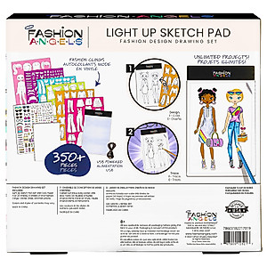 Fashion Angels Fashion Design Light Up Sketch Pad 12521, Light Up Tracing Pad, Includes USB, Ultra Thin Tablet, Includes Stencils and Stickers, Recommended for Ages 8 And Up