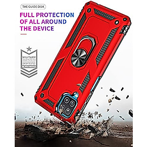 SunRemex Samsung A12 Case，Galaxy A12 Case with Tempered Glass Screen Protector，Kickstand [Military Grade] 16ft.Drop Tested Protective Cover for Samsung Galaxy A12 5G （2021）.(Red)