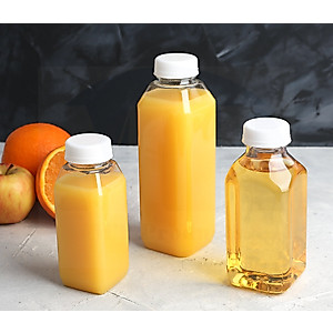 MT Products PET Plastic Juice Bottles 16 oz. - Clear Take-out Containers (Pack of 12) - Made in the USA