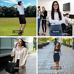 Women Skorts Skirts 20" Length High Waisted,Tennis Golf Skirts Tulip Casual Athletic Skorts with Zipper Pocket(Knit Denim Blue,M)