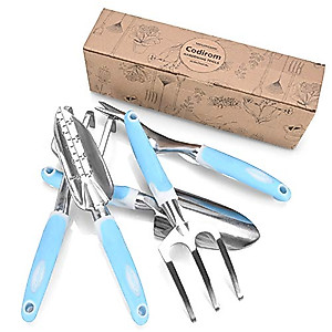 Codirom Garden Tools Set 5PCS Gardening Tools Planting Trowel Garden Shovel Garden Rake Transplant Tools