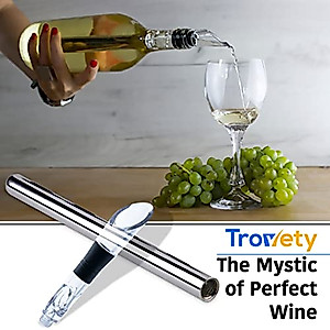 Trovety Wine Chiller Stick with Aerator & Pourer - 3-in-1 Stainless Steel Cooling Rod, Iceless Beverage Cooler, No Drip, Long-Lasting Chill - Vino Tasting, Decanting Accessories, Gifts for Wine Lovers