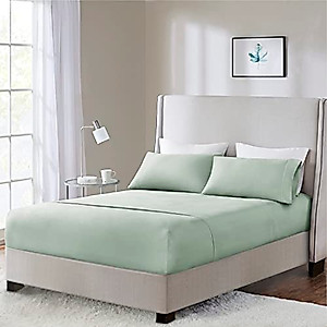 Hyde Lane 400 Thread Count 100% Cotton Queen Size Sheet Set, Cotton Sateen Sheets with Deep Pockets Fits Mattress Up to 14" Deep, Ultra Soft Thick Hotel Luxury Bed Bedding – 4 Piece Sea Foam