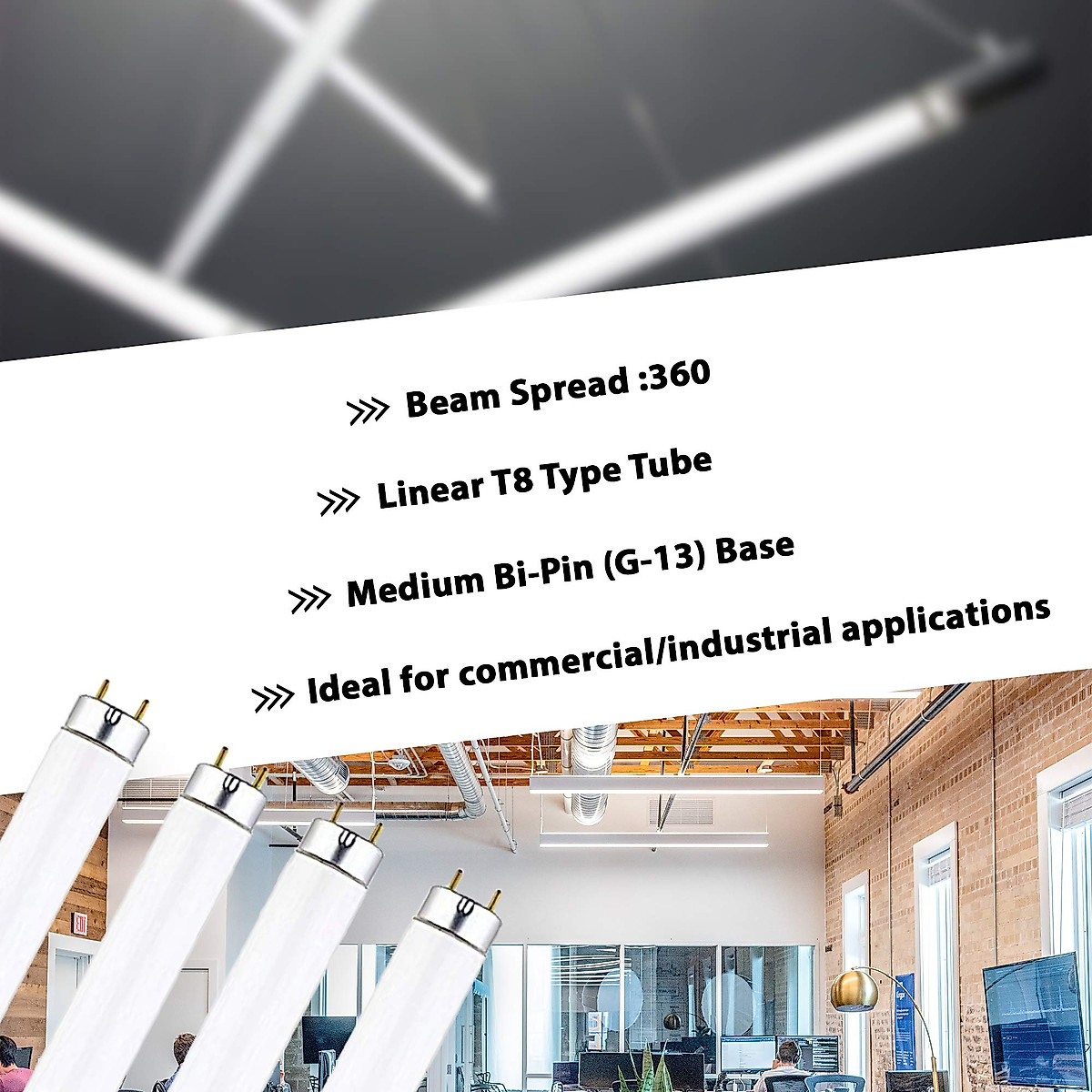 DYSMIO Lighting F15T8-CW 15-Watt 18-inch 4100K 825 Lumen Medium Bi-Pin Base T8 Fluorescent Straight Tube Bulb with Cool White Light- 4 Pack