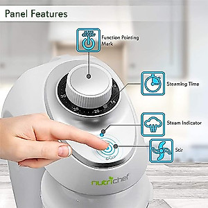 NutriChef Baby Food Maker - 2-in-1 Steam Cooker &Puree Blender Adjustable Steam Timer Blend Organic Food for Babies,Infants &Toddlers-Includes Dishwasher Safe Steam Basket,Blend Cup & Removable Blade.