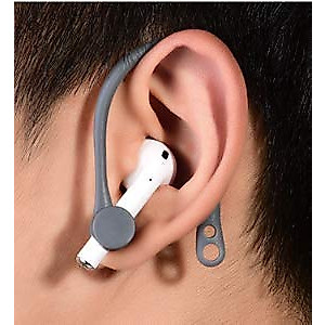 ALXCD Ear Hook Ear Tips Compatible with Airpod, 2 Pairs Over-Ear Soft TPU Ear Hook & 2 Pairs in-Ear Silicone Ear Tips in 1 Set [Anti Slip][Anti Lost], Fit for Airpod Headphone 1+1+2S, White