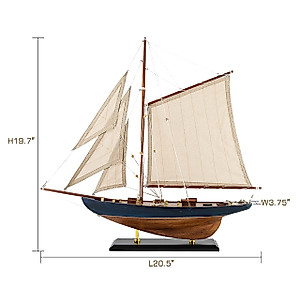 SAILINGSTORY Wooden Sailboat Decor Sailboat Model Boat Decor Ship Model Yacht Navy Antique Finish