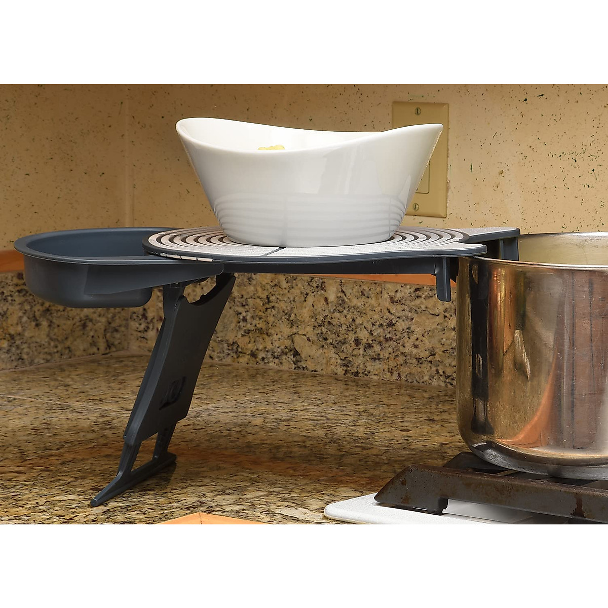 Set N Serve Kitchen Caddie, Adjustable Plating Stand with Detachable Spoon Rest (Extra Large)