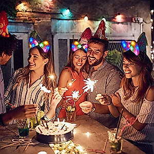 Juexica 4 Pieces Halloween Light up Furry Kitty Headband Cat Ears Cute LED Glow Party Hair Accessories Supplies for Women (Multicolor)