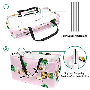 Cartoon Fruit Full Print Large Capacity Laundry Organizer Tote Bag - Reusable and Foldable Oxford Cloth Shopping Bags