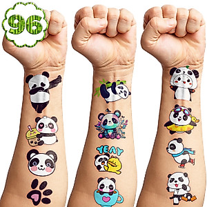 Panda Temporary Tattoos for Kids Themed Panda Birthday Party Supplies, Decorations, and Gifts for Kids Super Cute 96PCS Tattoos Stickers for Girls and Boys, Classroom Prizes, Christmas Fun
