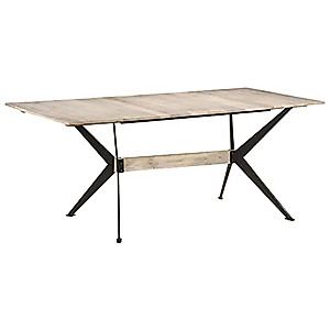 ULUYYUC Dining Table 70.9"x35.4"x29.9" Solid Mango Wood,Multifunctional Party Table Kitchen Tables Living Room Furniture Outdoor Table for Living Room, Kitchen, Backyard, Wedding