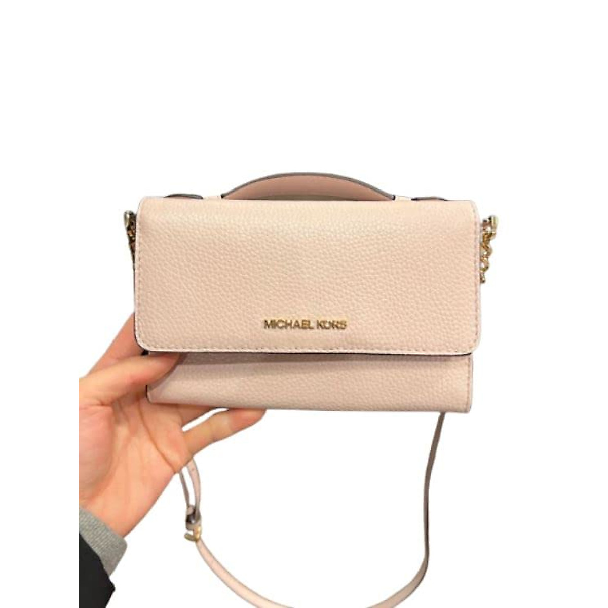 Michael Kors Jet Set Travel Snap Closure Multifunction Phone Case/Holder Crossbody Bag (Powder Blush)
