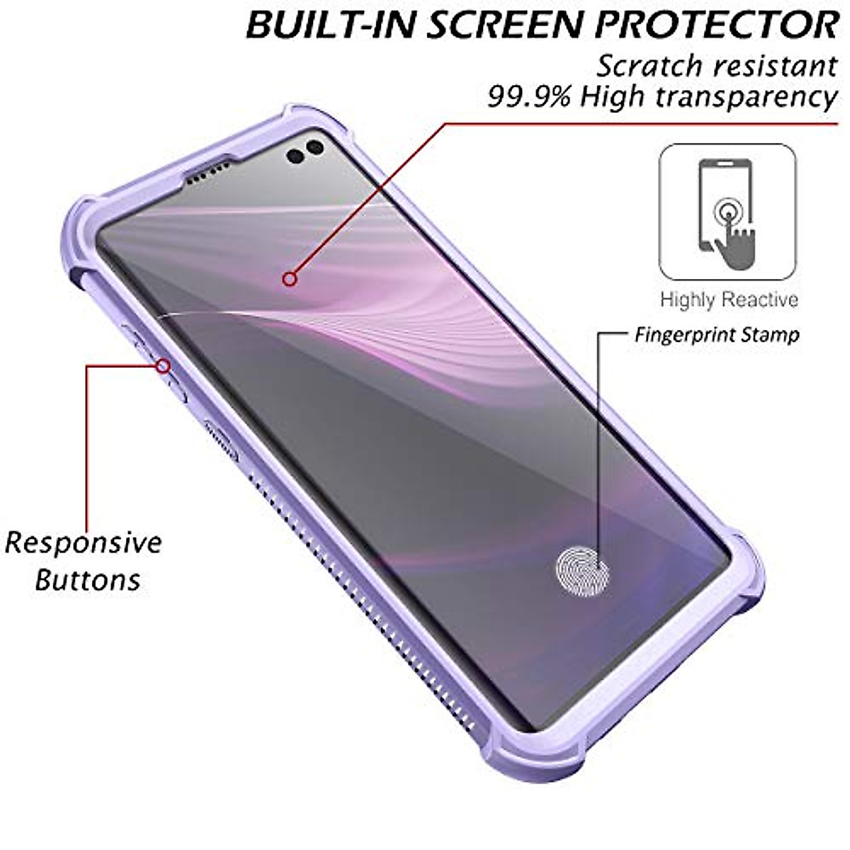 Dexnor Galaxy S10 Plus Case with Screen Protector Clear Rugged Full Body Protective Shockproof Hard Back Defender Dual Layer Heavy Duty Bumper Cover Case for Samsung Galaxy S10 Plus