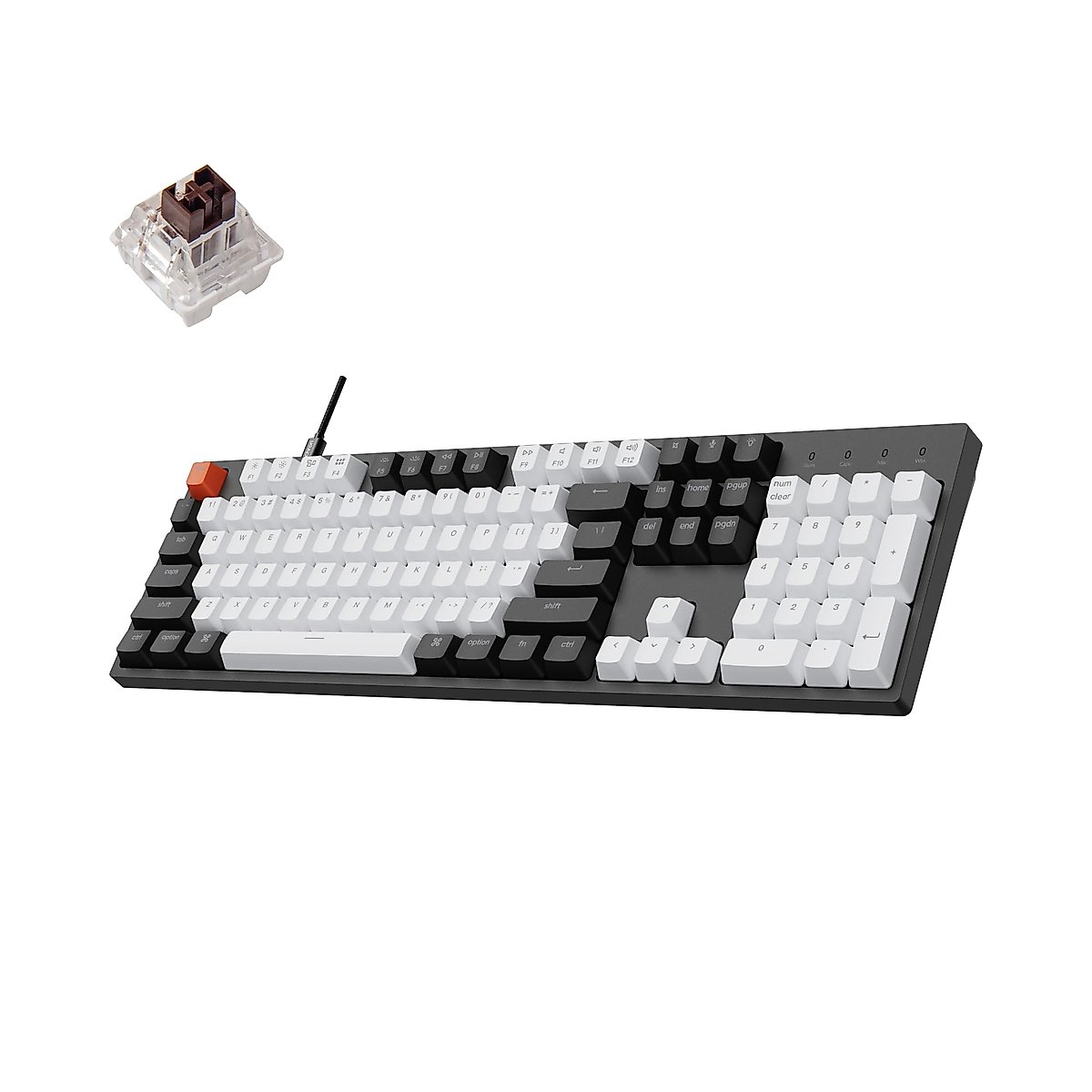 Keychron C2 Full Size 104 Keys Wired Mechanical Gaming Keyboard for Mac Layout, K Pro Brown Switch/White LED Backlight/Double Shot ABS Keycaps/USB C Computer Keyboard for Windows Laptop