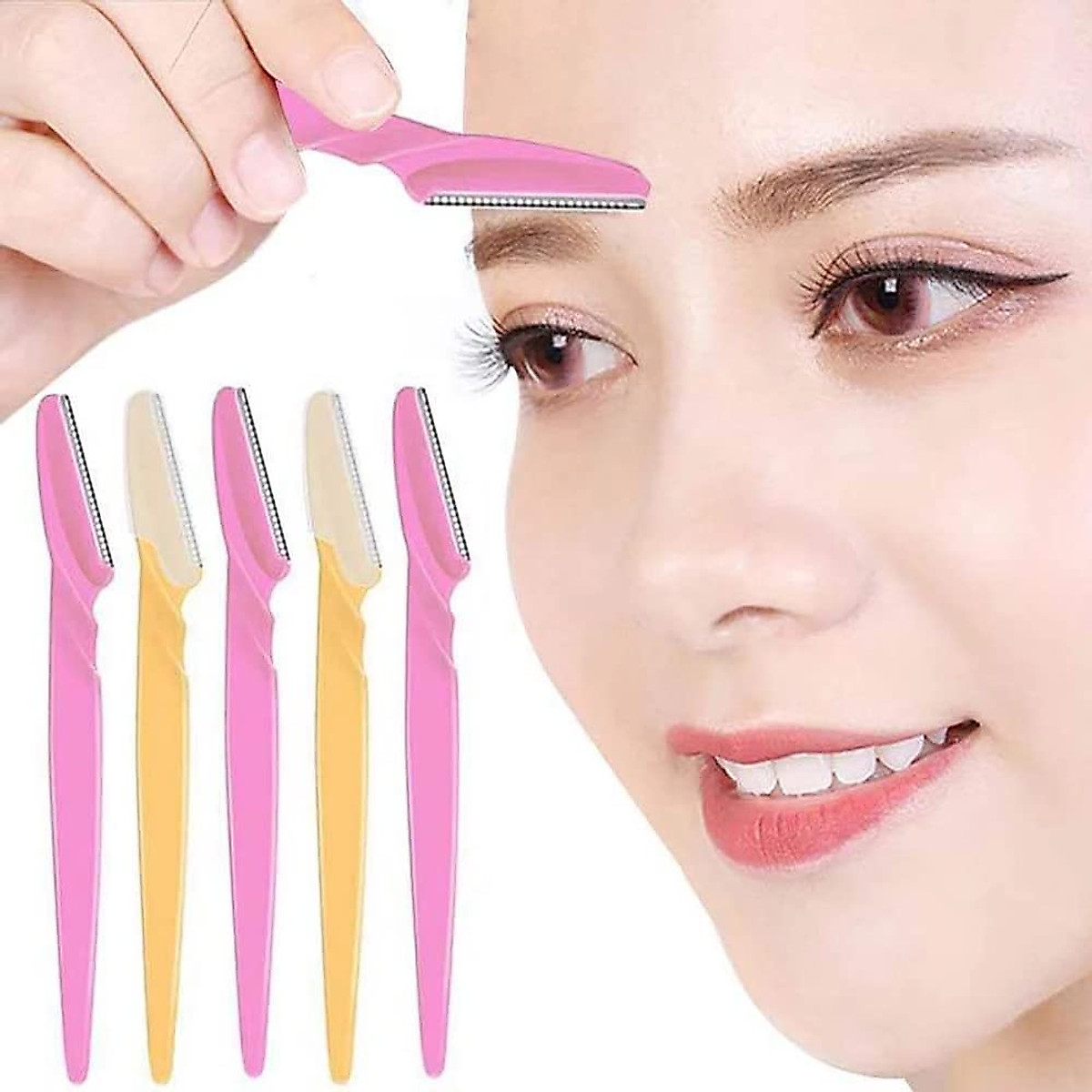 Eyebrow Razor,Eyebrow Hair Trimmers,Eyebrow Razor Shaver Blade, Eye Brow Shaper Face Razor Facial Hair Remover Tools,24PCS,(Pink+Blue+Yellow+Black),Travel Essentials