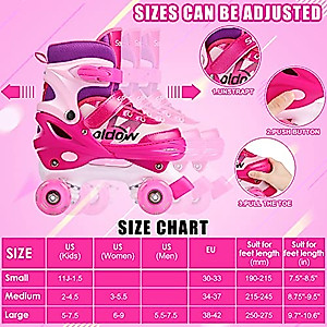 Soldow Adjustable Roller Skate Light up Rollerskates for Girls Boys, Flashing Kids Roller Skates with Full Illuminating Wheels